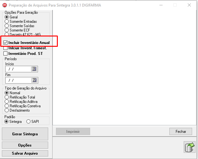 GERAÇÃO DO ARQUIVO SINTEGRA COM INVENTÁRIO 31-12 | Base de Conhecimento
